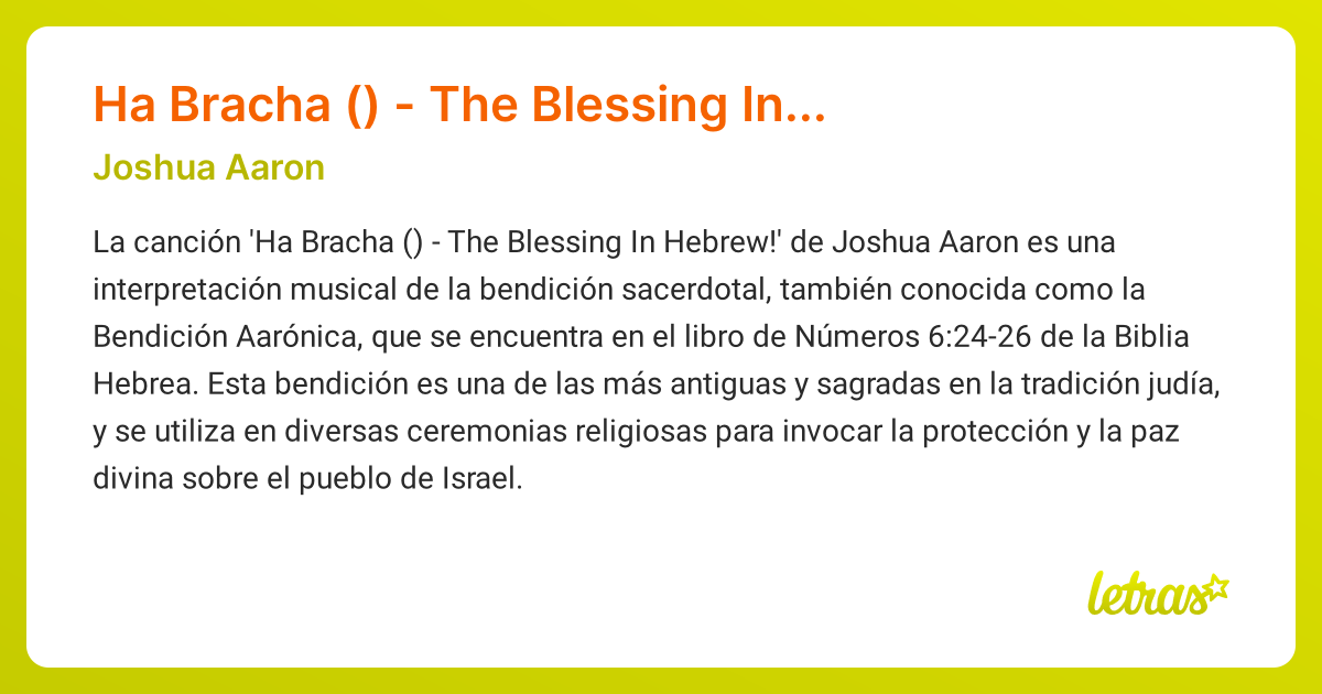 Significado de la canción Ha Bracha (הברכה) - The Blessing In Hebrew ...