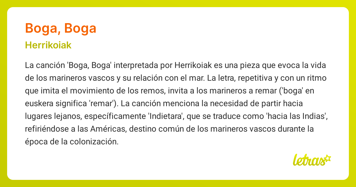 Significado de la canción BOGA, BOGA (Herrikoiak) - LETRAS.COM
