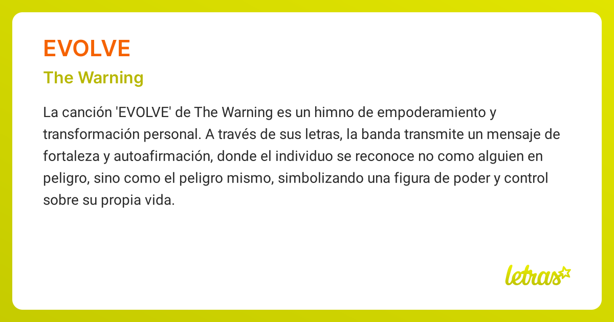 Significado de la canción EVOLVE (The Warning) - LETRAS.COM