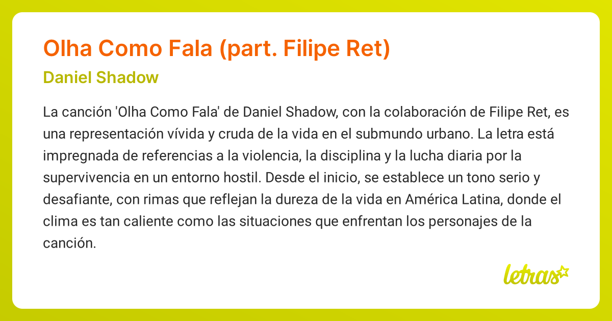 Significado de la canción Olha Como Fala (part. Filipe Ret) (Daniel ...