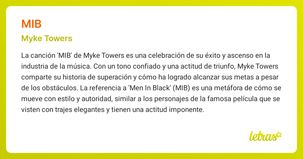 Significado de la canción MIB (Myke Towers) - LETRAS.COM