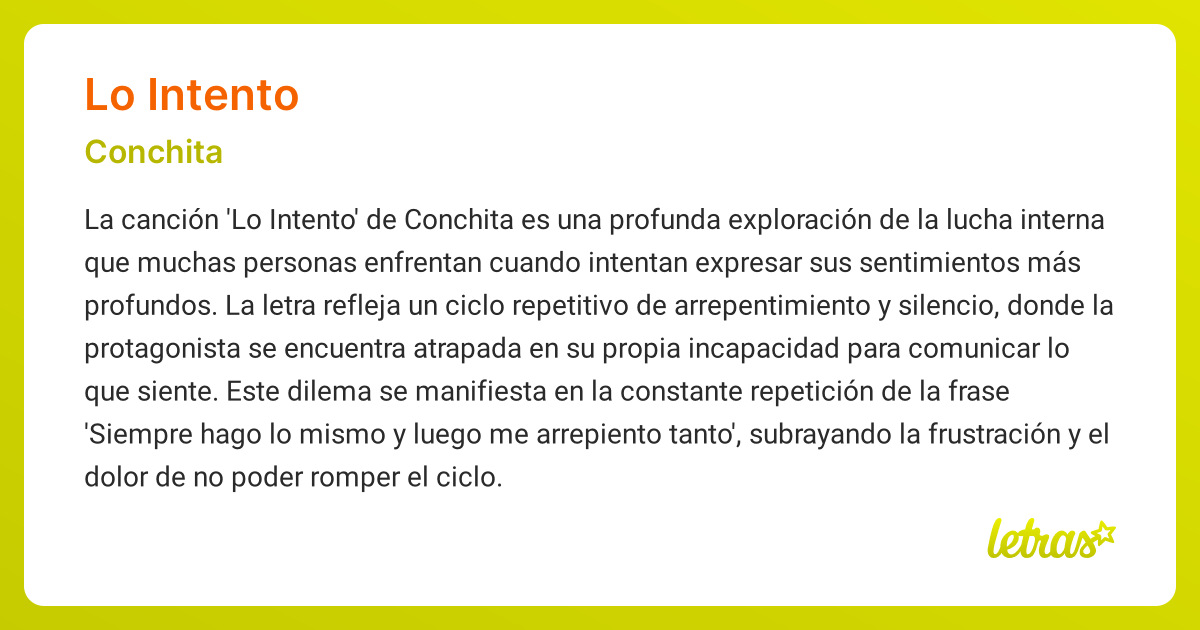 Significado de la canción LO INTENTO (Conchita) - LETRAS.COM