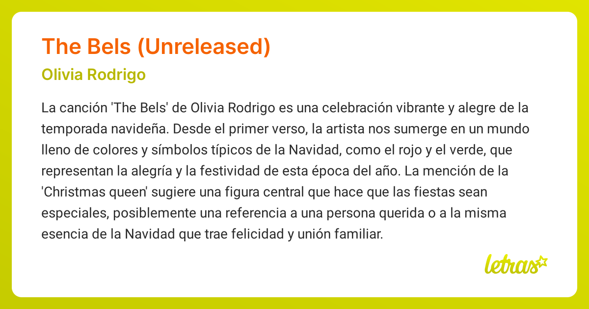 Significado de la canción THE BELS (UNRELEASED) (Olivia Rodrigo ...