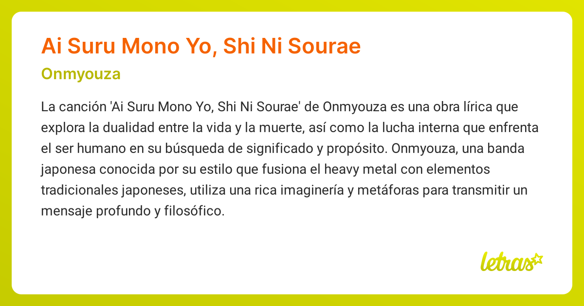 Significado de la canción AI SURU MONO YO, SHI NI SOURAE (Onmyouza ...