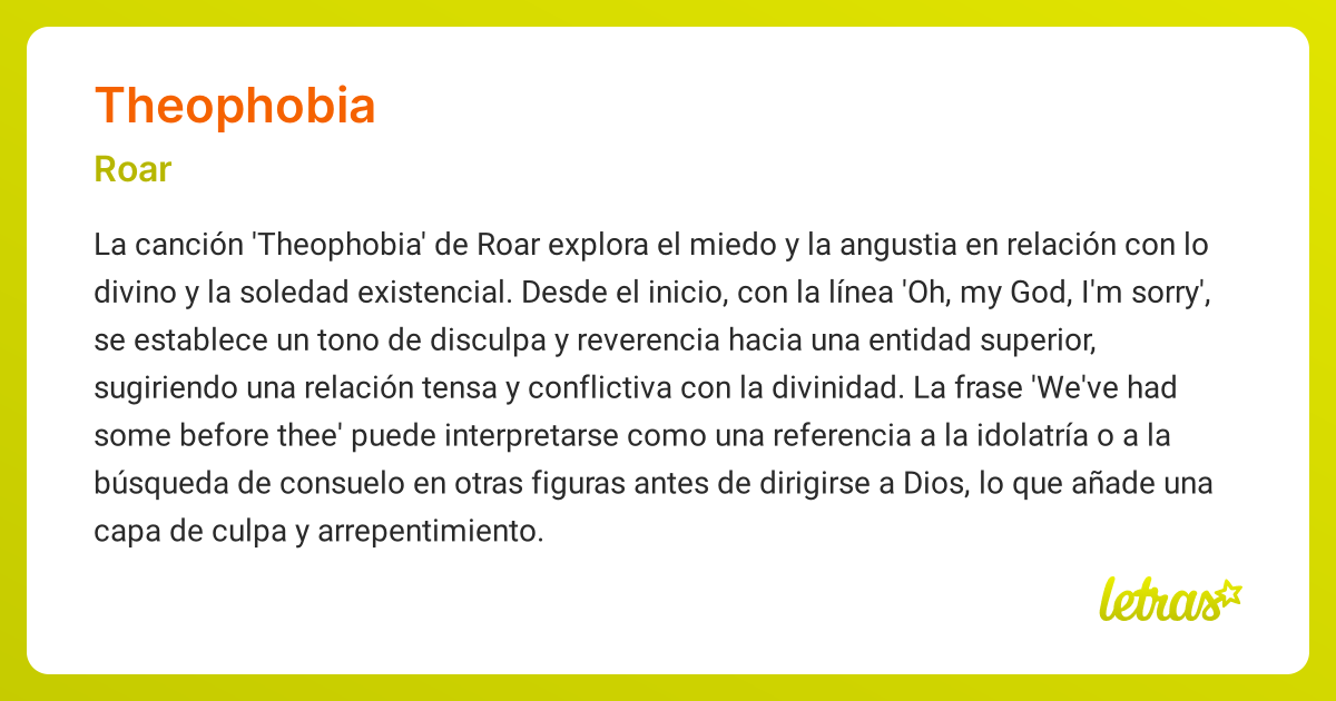 Significado de la canción THEOPHOBIA (Roar) - LETRAS.COM