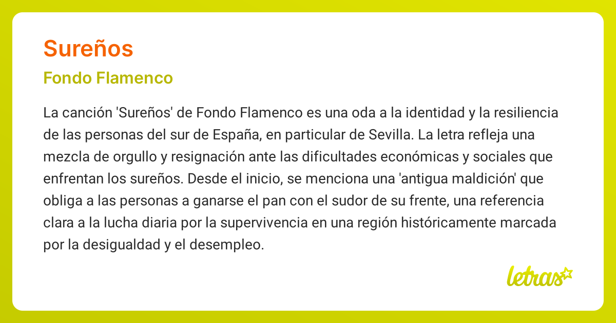 Significado de la canción SUREÑOS (Fondo Flamenco) - LETRAS.COM