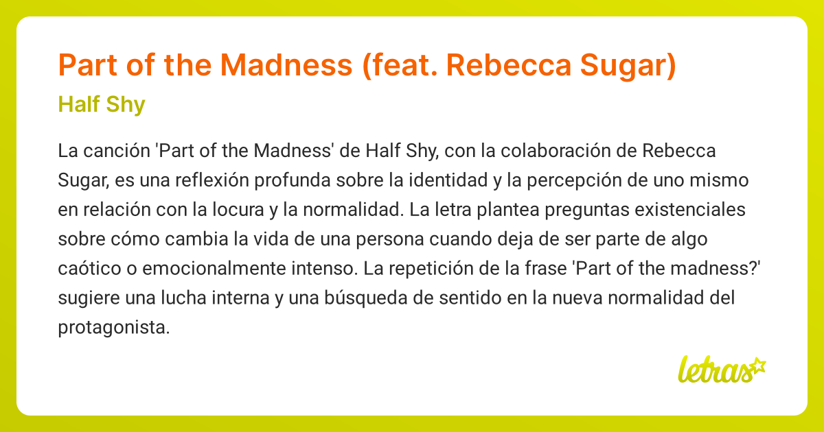 Significado de la canción Part of the Madness (feat. Rebecca Sugar ...