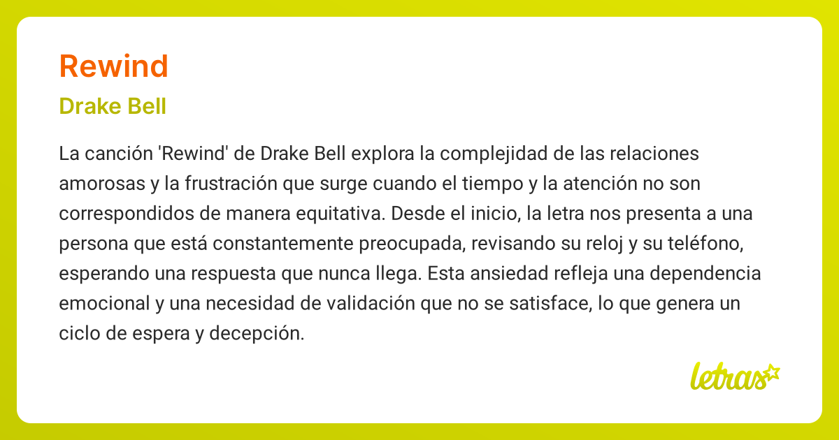 Significado de la canción REWIND (Drake Bell) - LETRAS.COM