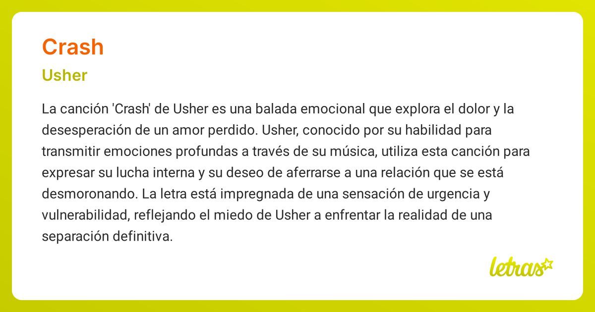 Significado de la canción CRASH (Usher) - LETRAS.COM