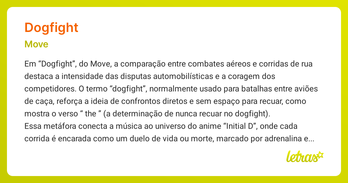 Significado da música DOGFIGHT (Move) - LETRAS.MUS.BR