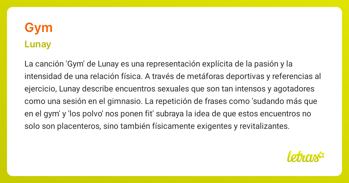 Significado de la canción GYM (Lunay) - LETRAS.COM