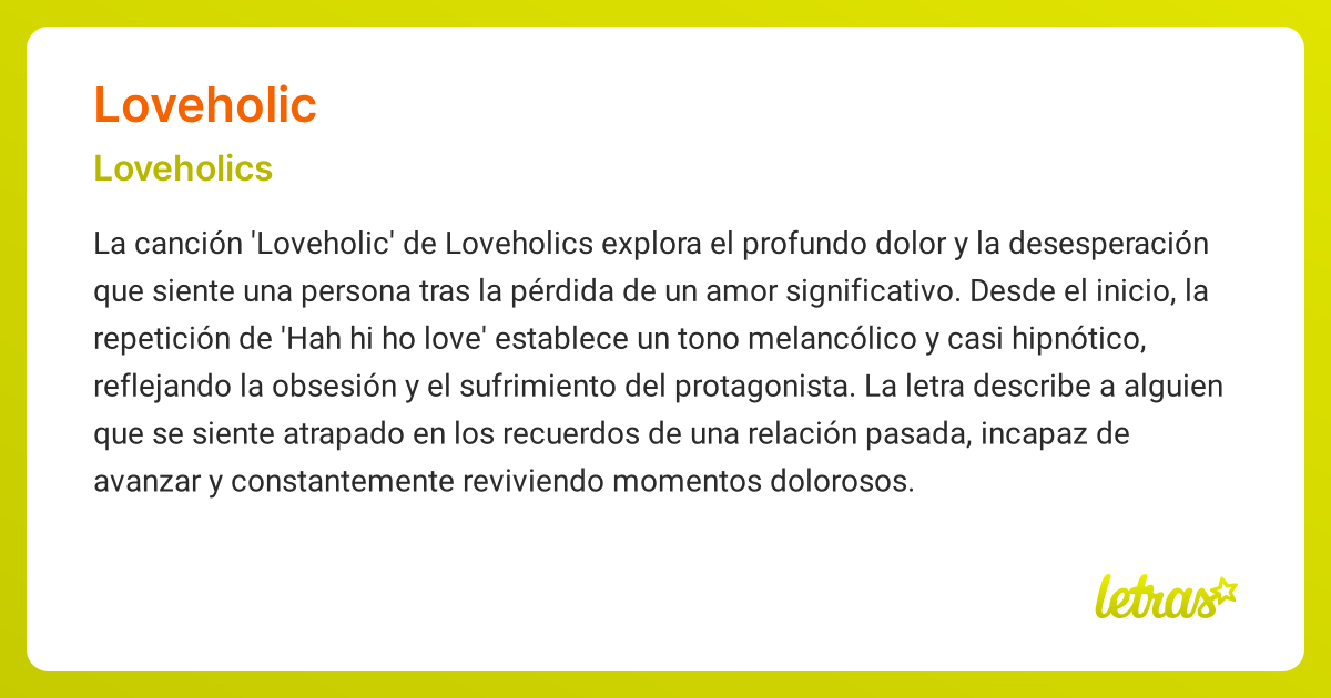 Significado de la canción LOVEHOLIC (Loveholics) - LETRAS.COM