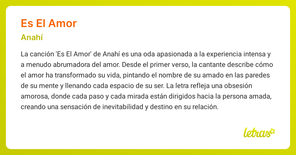 Significado de la canción ES EL AMOR (Anahí) - LETRAS.COM