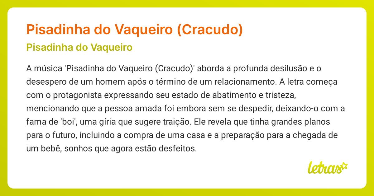 Significado da música Pisadinha do Vaqueiro (Cracudo) (Pisadinha do ...