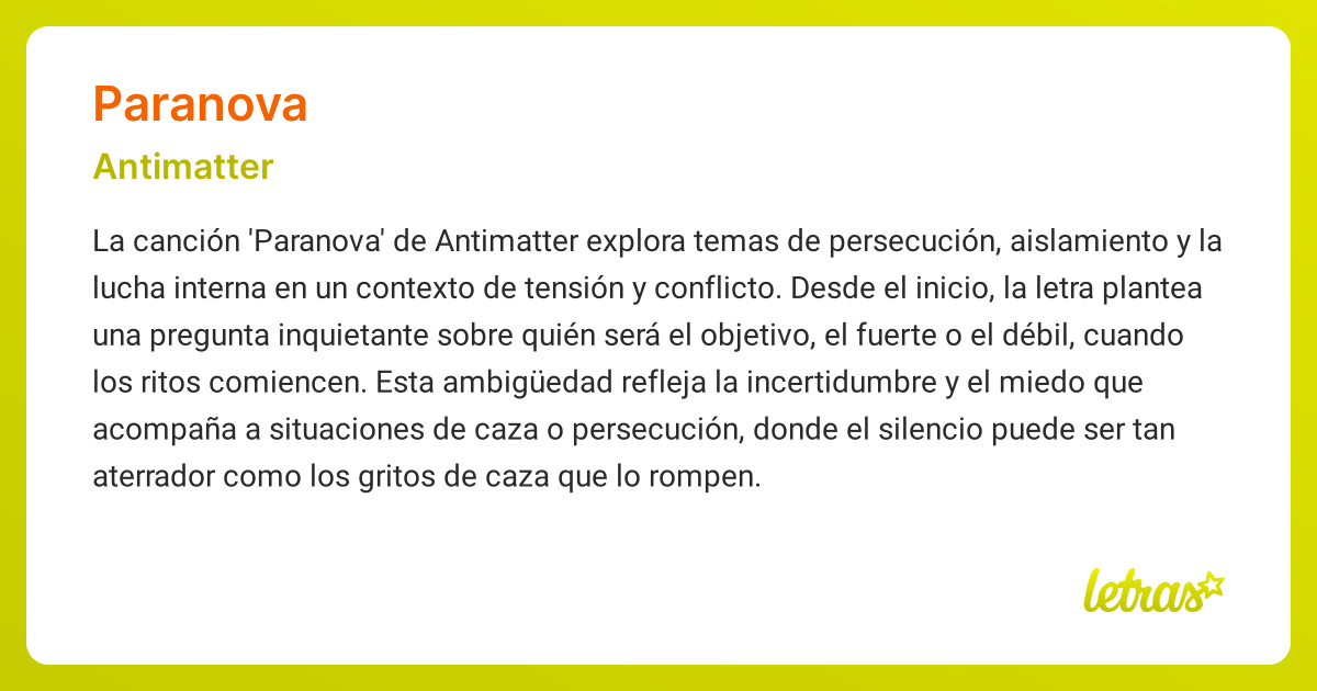 Significado de la canción PARANOVA (Antimatter) - LETRAS.COM