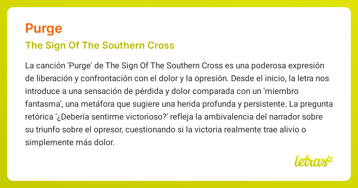 Significado de la canción PURGE (The Sign Of The Southern Cross ...
