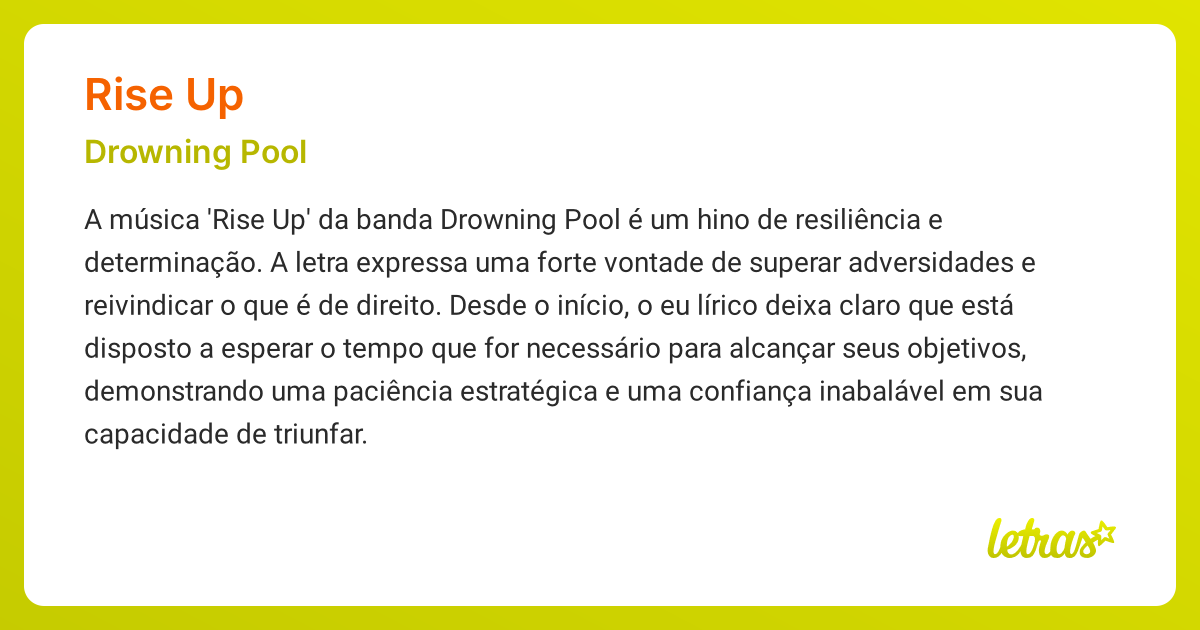 Significado da música RISE UP (Drowning Pool) - LETRAS.MUS.BR