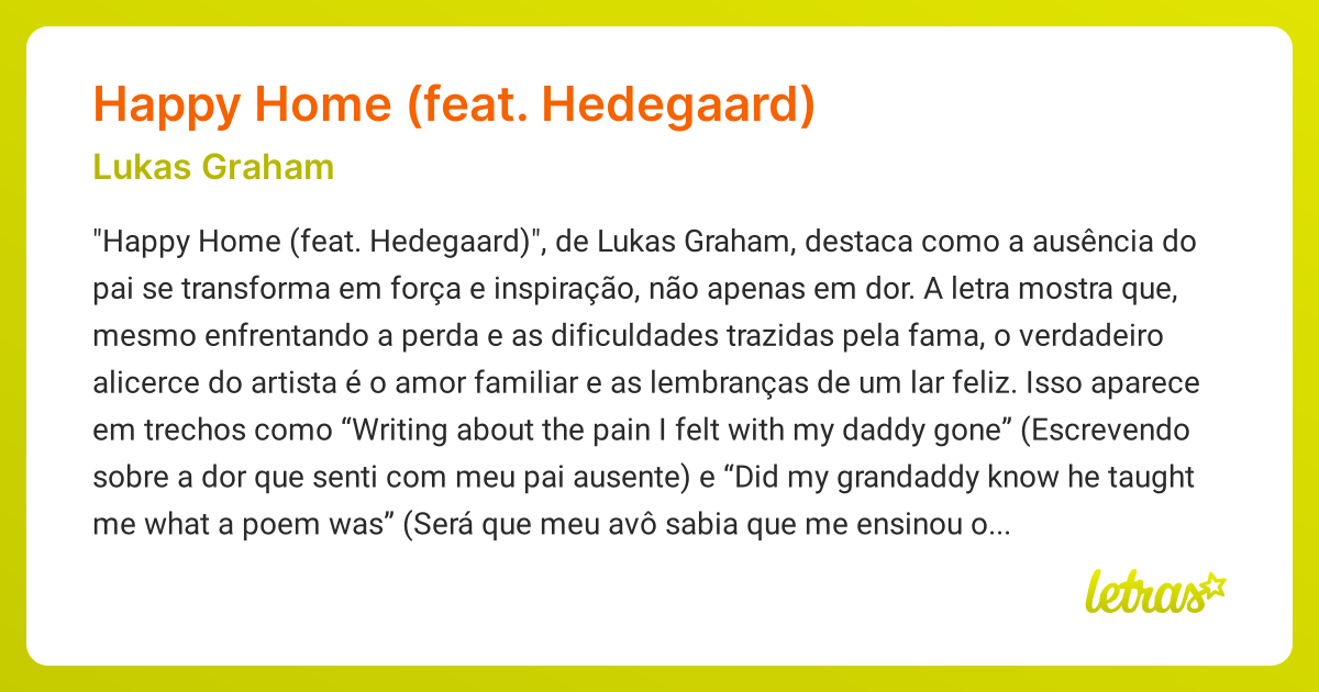 Significado da música HAPPY HOME (FEAT. HEDEGAARD) (Lukas Graham ...