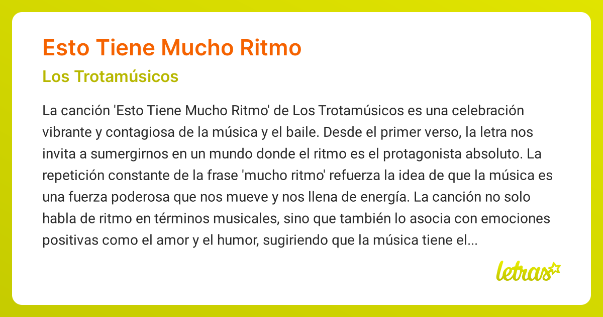 Significado de la canción ESTO TIENE MUCHO RITMO (Los Trotamúsicos ...