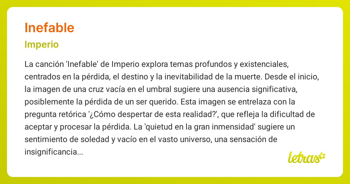 Significado de la canción INEFABLE (Imperio) - LETRAS.COM