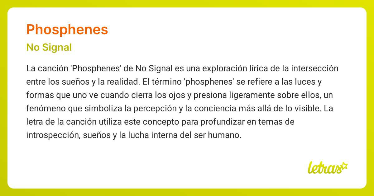 Significado de la canción PHOSPHENES (No Signal) - LETRAS.COM