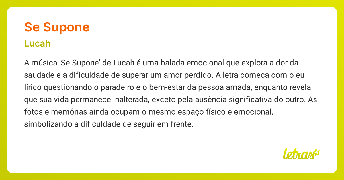 Significado da música SE SUPONE (Lucah) - LETRAS.MUS.BR