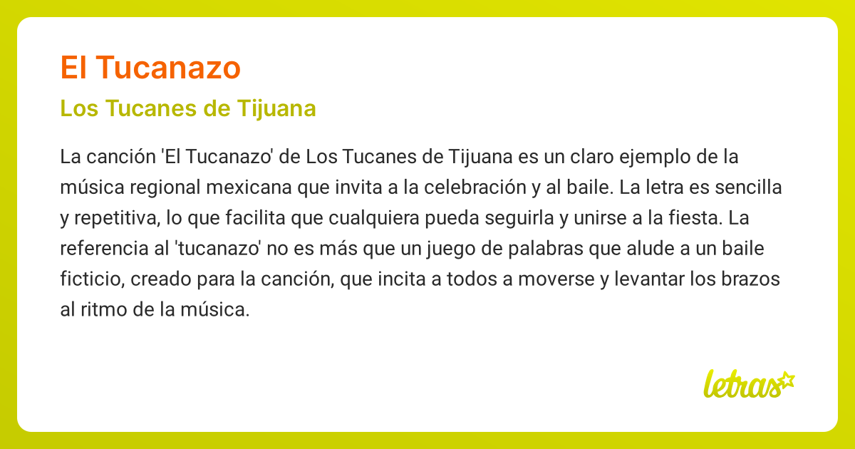 Significado de la canción EL TUCANAZO (Los Tucanes de Tijuana) - LETRAS.COM