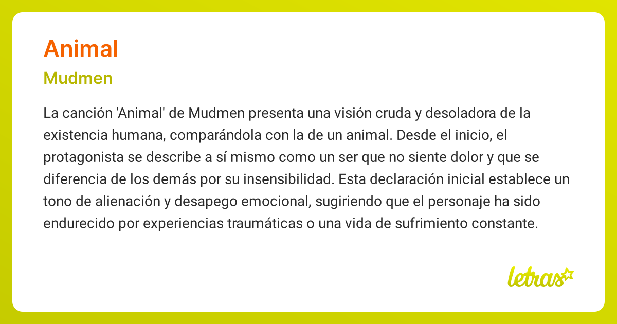 Significado de la canción ANIMAL (Mudmen) - LETRAS.COM