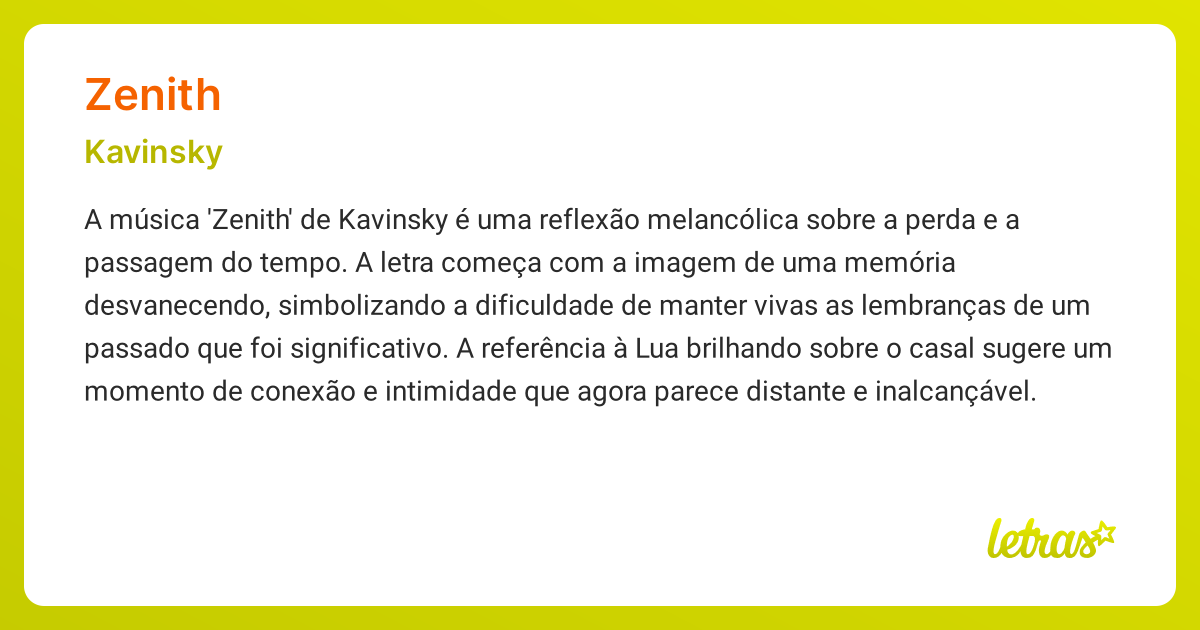 Significado da música ZENITH (Kavinsky) - LETRAS.MUS.BR