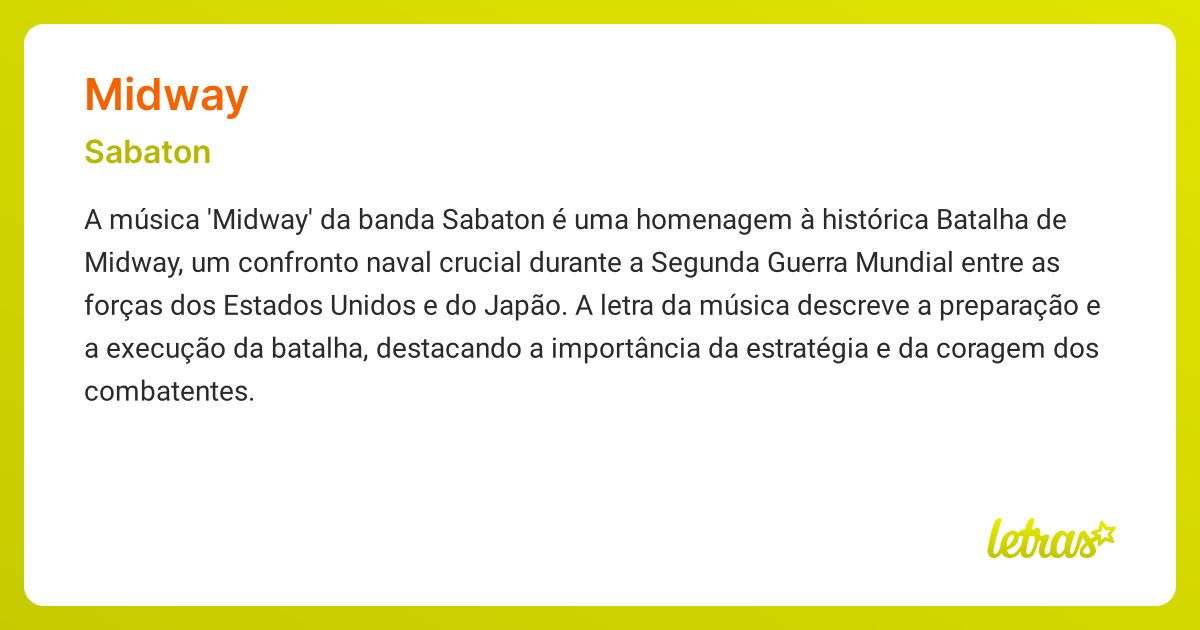Significado da música MIDWAY (Sabaton) - LETRAS.MUS.BR