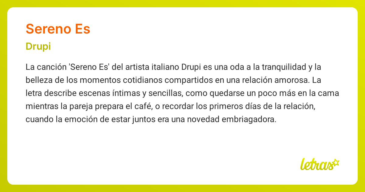 Significado de la canción SERENO ES (Drupi) - LETRAS.COM