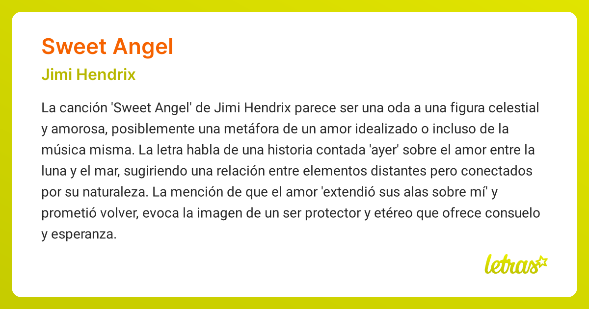 Significado de la canción SWEET ANGEL (Jimi Hendrix) - LETRAS.COM