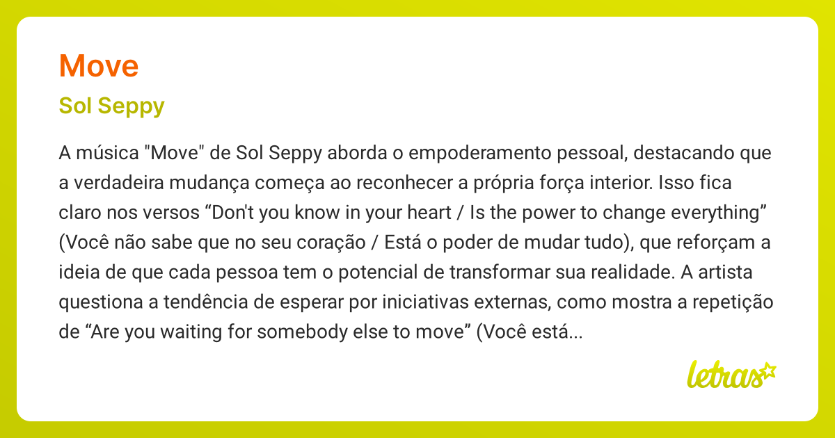 Significado da música MOVE (Sol Seppy) - LETRAS.MUS.BR