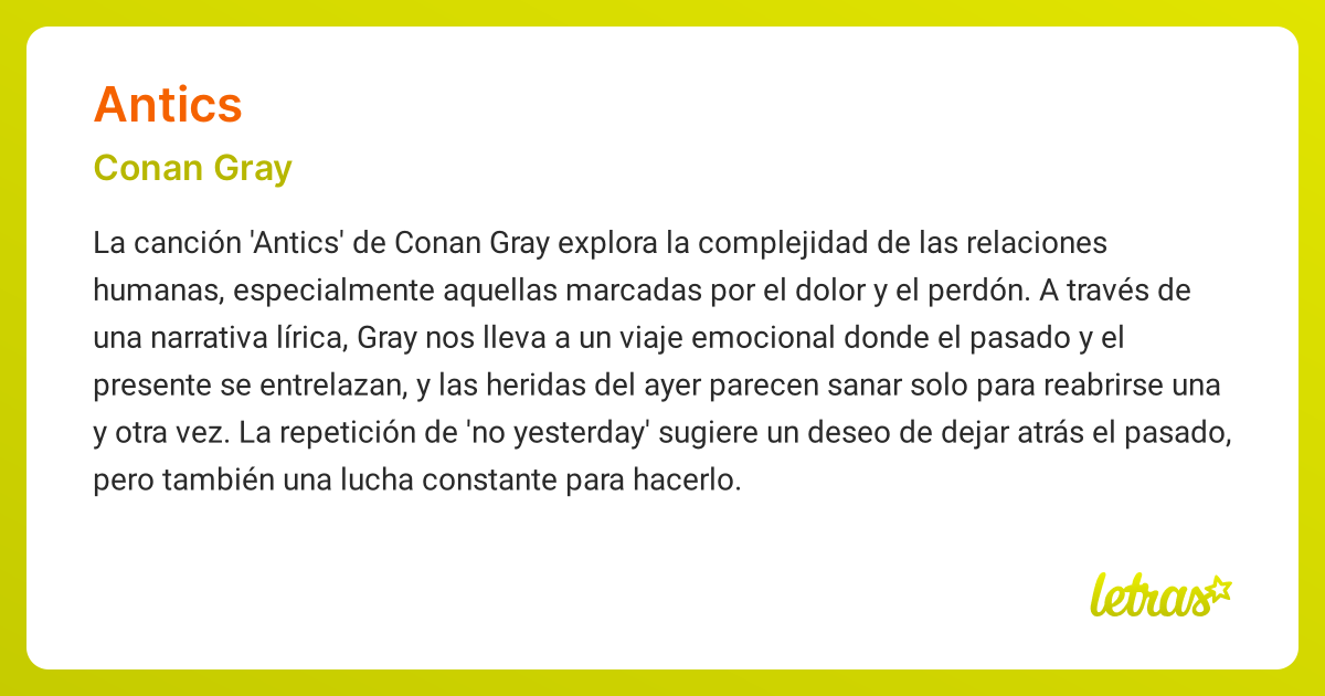 Significado de la canción ANTICS (Conan Gray) - LETRAS.COM