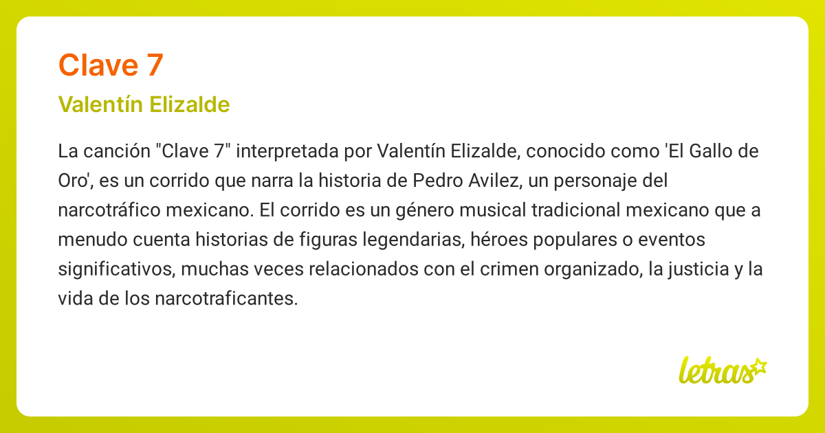 Significado de la canción CLAVE 7 (Valentín Elizalde) - LETRAS.COM