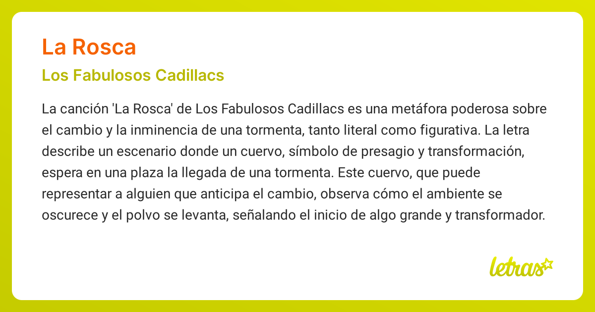 Significado de la canción LA ROSCA (Los Fabulosos Cadillacs) - LETRAS.COM