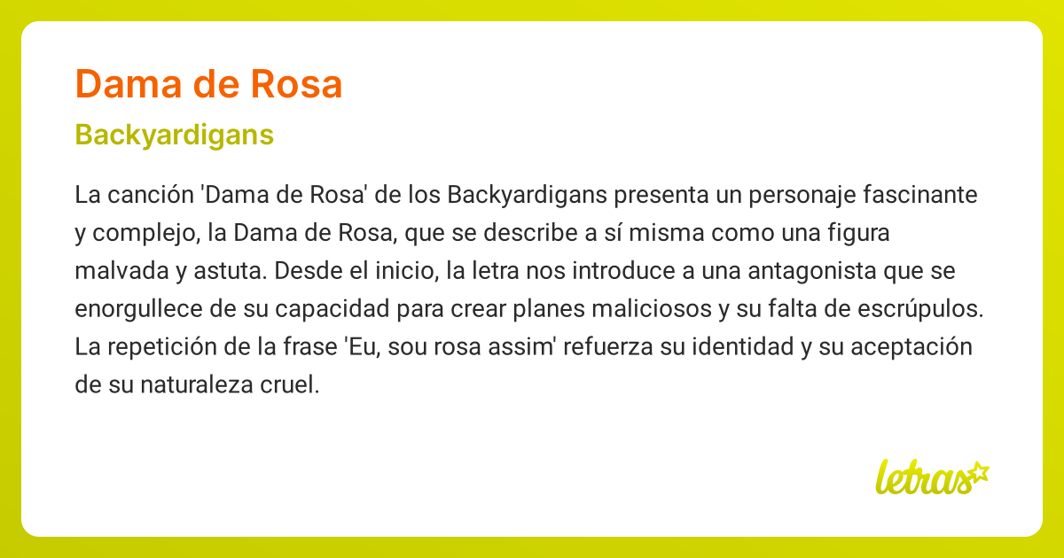 Significado de la canción DAMA DE ROSA (Backyardigans) - LETRAS.COM