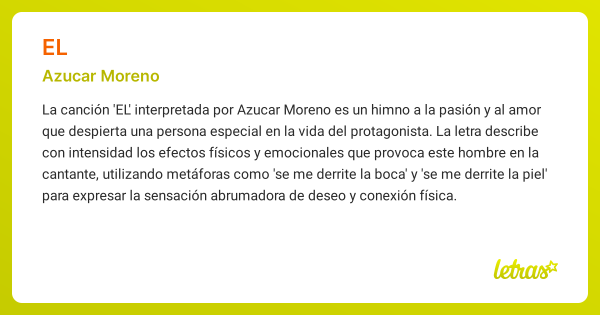 Significado de la canción EL (Azucar Moreno) - LETRAS.COM