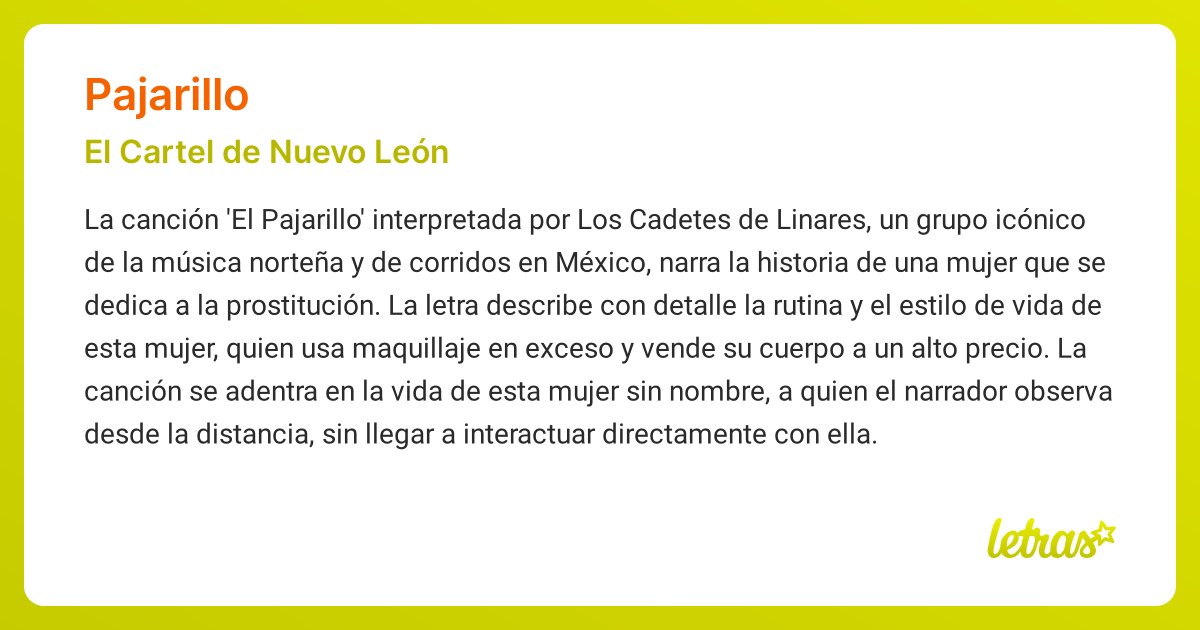 Significado de la canción EL PAJARILLO (Los Cadetes de Linares ...