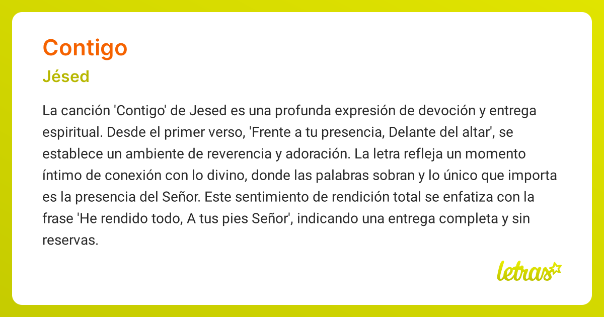 Significado de la canción CONTIGO (Jésed) - LETRAS.COM