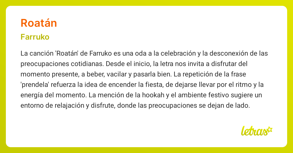 Significado de la canción ROATÁN (Farruko) - LETRAS.COM