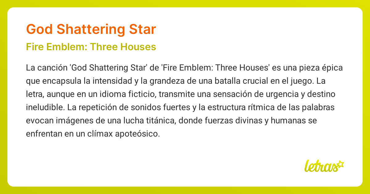 Significado de la canción GOD SHATTERING STAR (Fire Emblem: Three ...