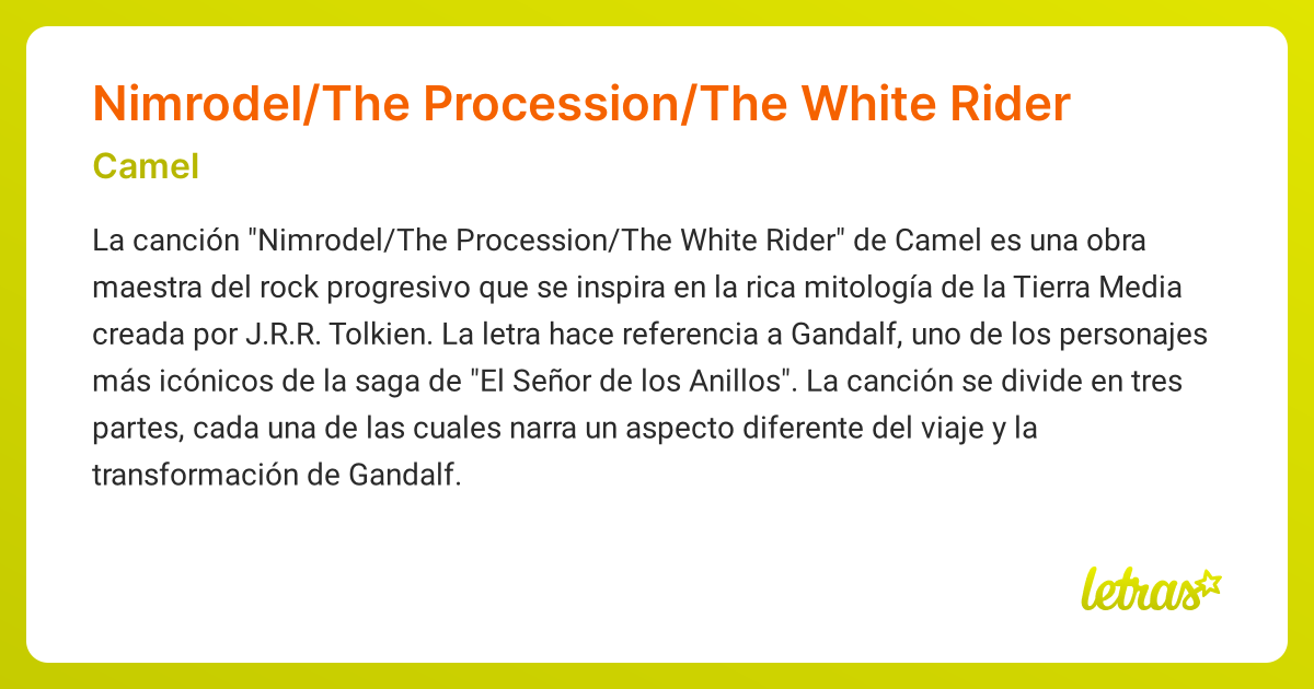 Significado de la canción Nimrodel/The Procession/The White Rider ...