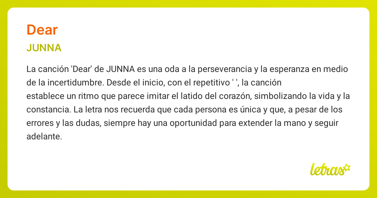 Significado de la canción DEAR (JUNNA) - LETRAS.COM