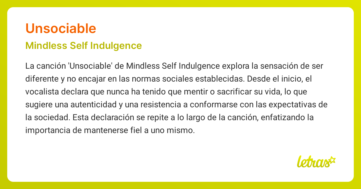 Significado de la canción UNSOCIABLE (Mindless Self Indulgence ...