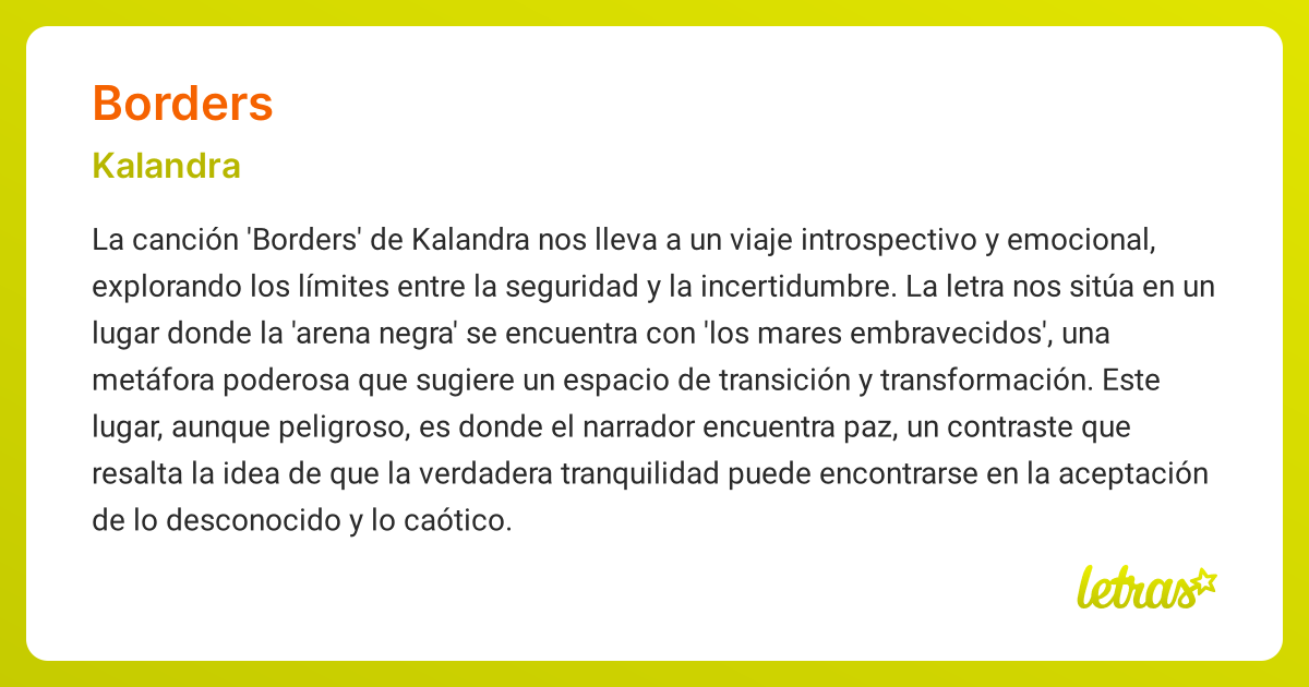 Significado de la canción BORDERS (Kalandra) - LETRAS.COM