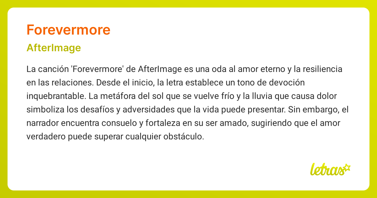 Significado de la canción FOREVERMORE (AfterImage) - LETRAS.COM