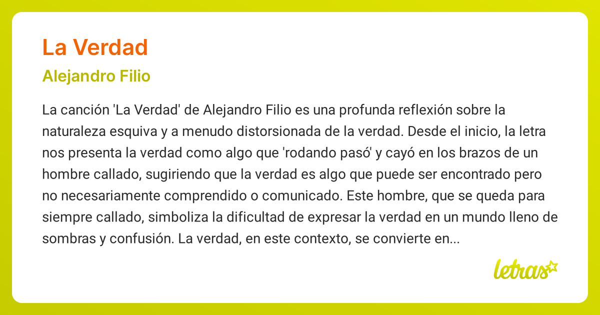 Significado de la canción LA VERDAD (Alejandro Filio) - LETRAS.COM