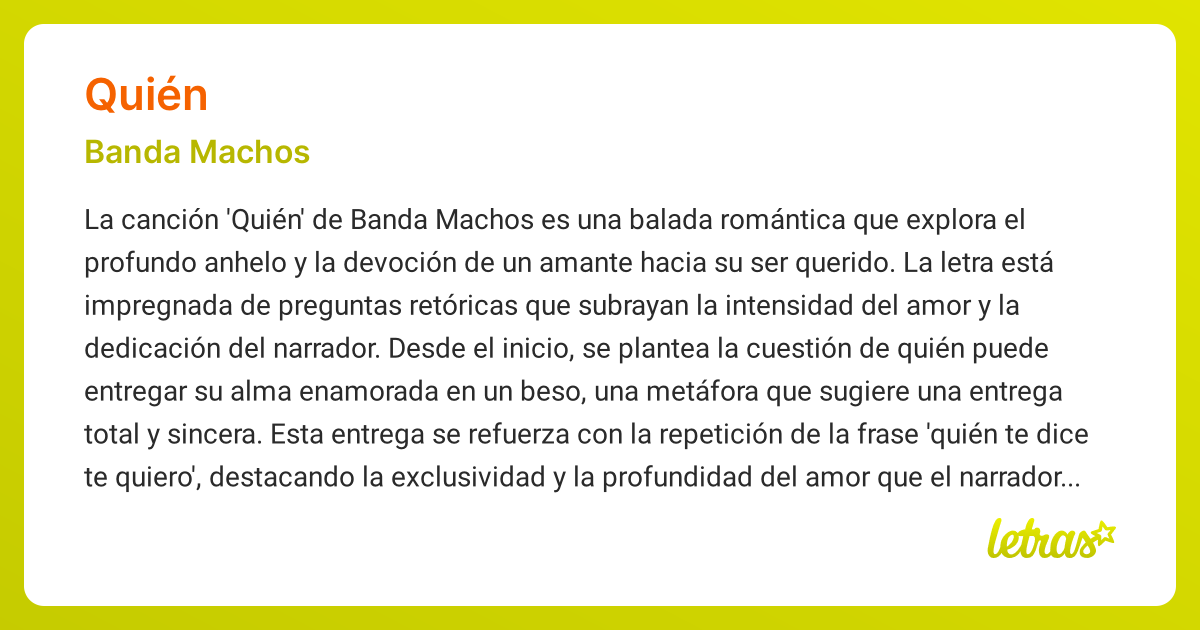 Significado de la canción QUIÉN (Banda Machos) - LETRAS.COM