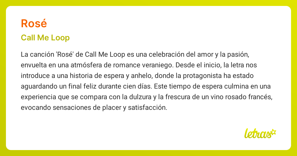 Significado de la canción ROSÉ (Call Me Loop) - LETRAS.COM